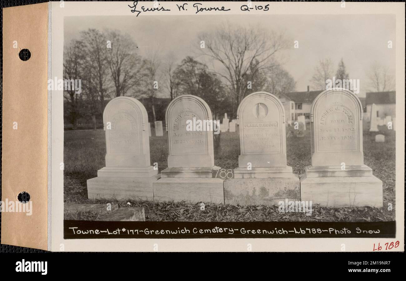 Towne, Greenwich Cemetery, Old section, lot 177, Greenwich, Mass., ca ...