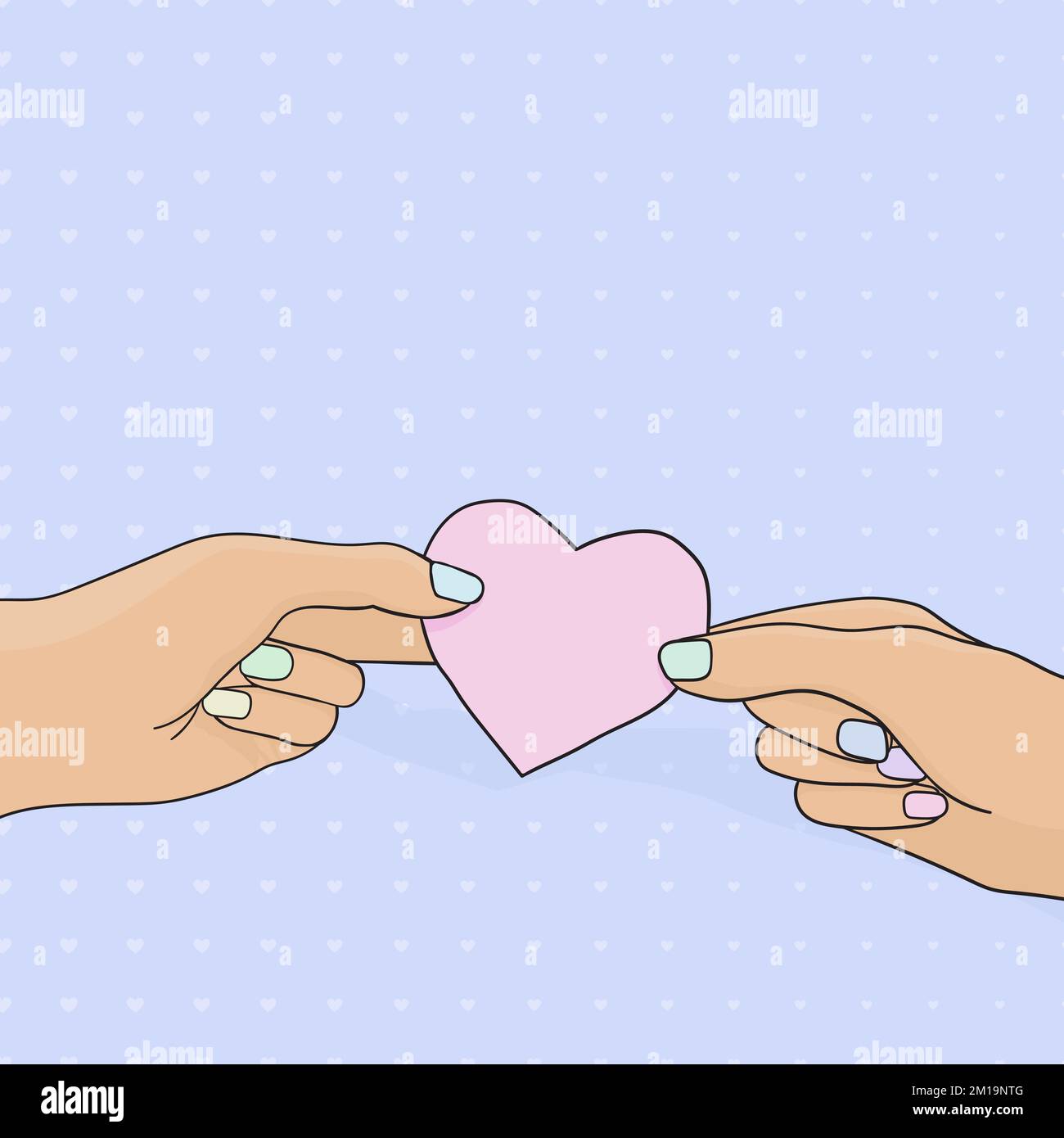 Hands holding paper heart vector flat illustration Stock Vector Image ...