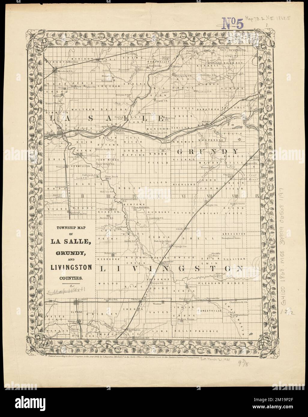 Township map of La Salle, Grundy, and Livingston Counties , Grundy ...