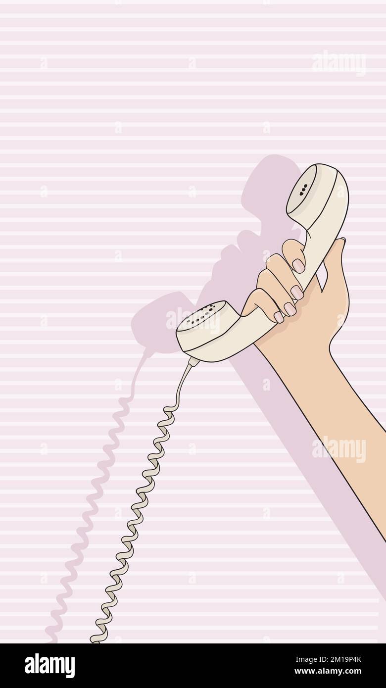 Hand holding old telephone vector illustration Stock Vector Image & Art ...