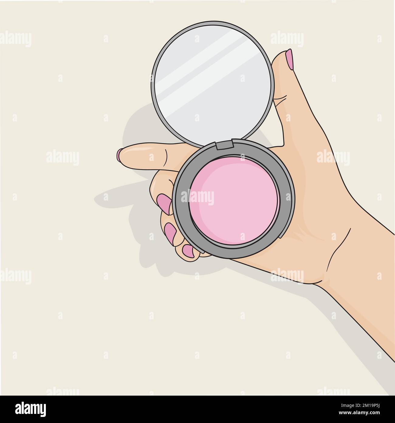 Vector illustration of female hand holding a makeup box Stock Vector ...