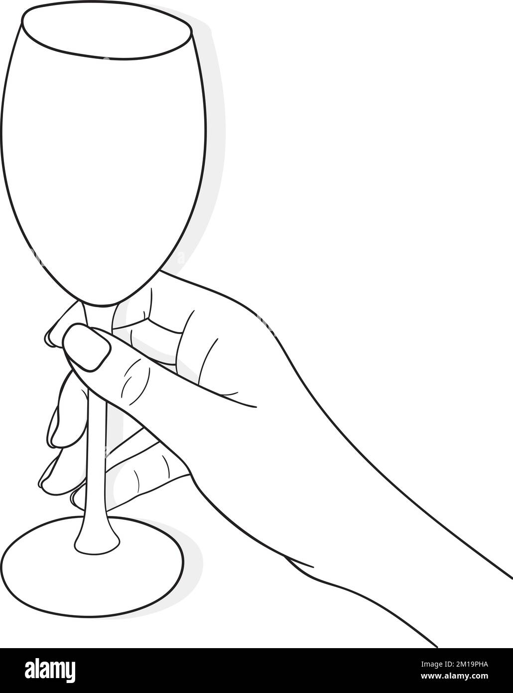 Hand Holding Wine Glass Line Art Vector Illustration Stock Vector Image