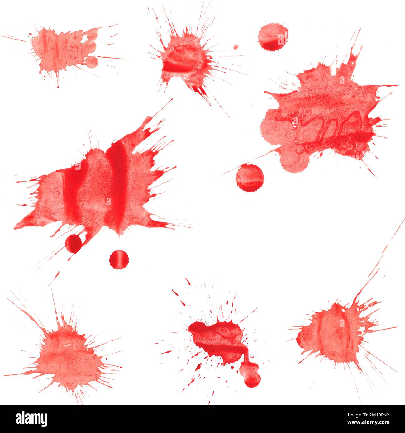 Realistic blood isolated on white background. Drops of blood and ...