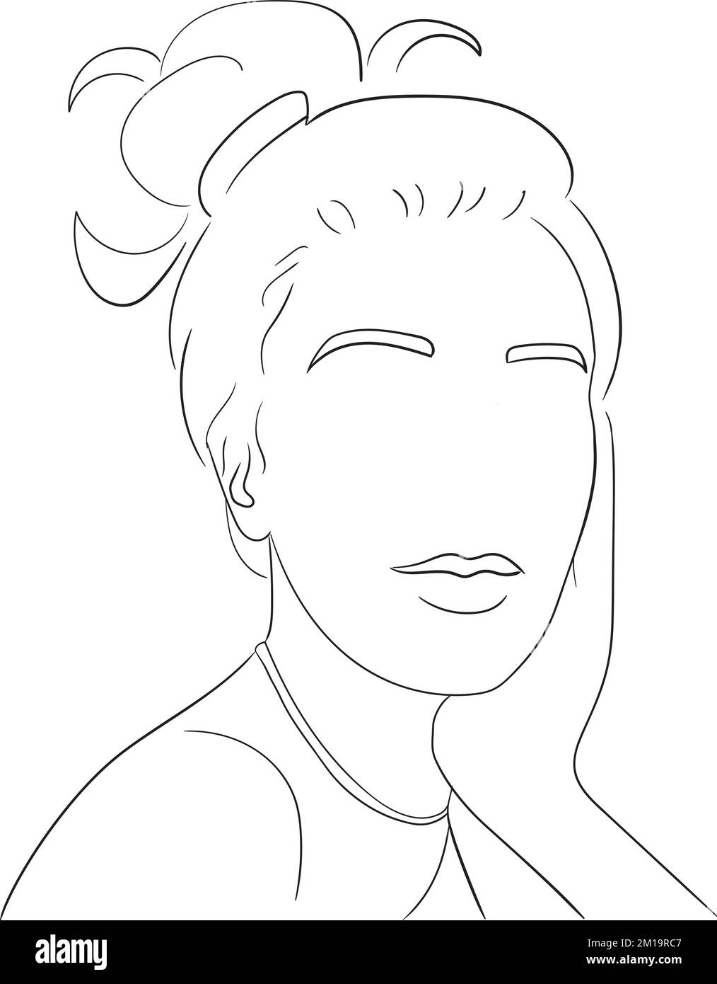 Line art woman vector hand-drawn illustration Stock Vector Image & Art ...