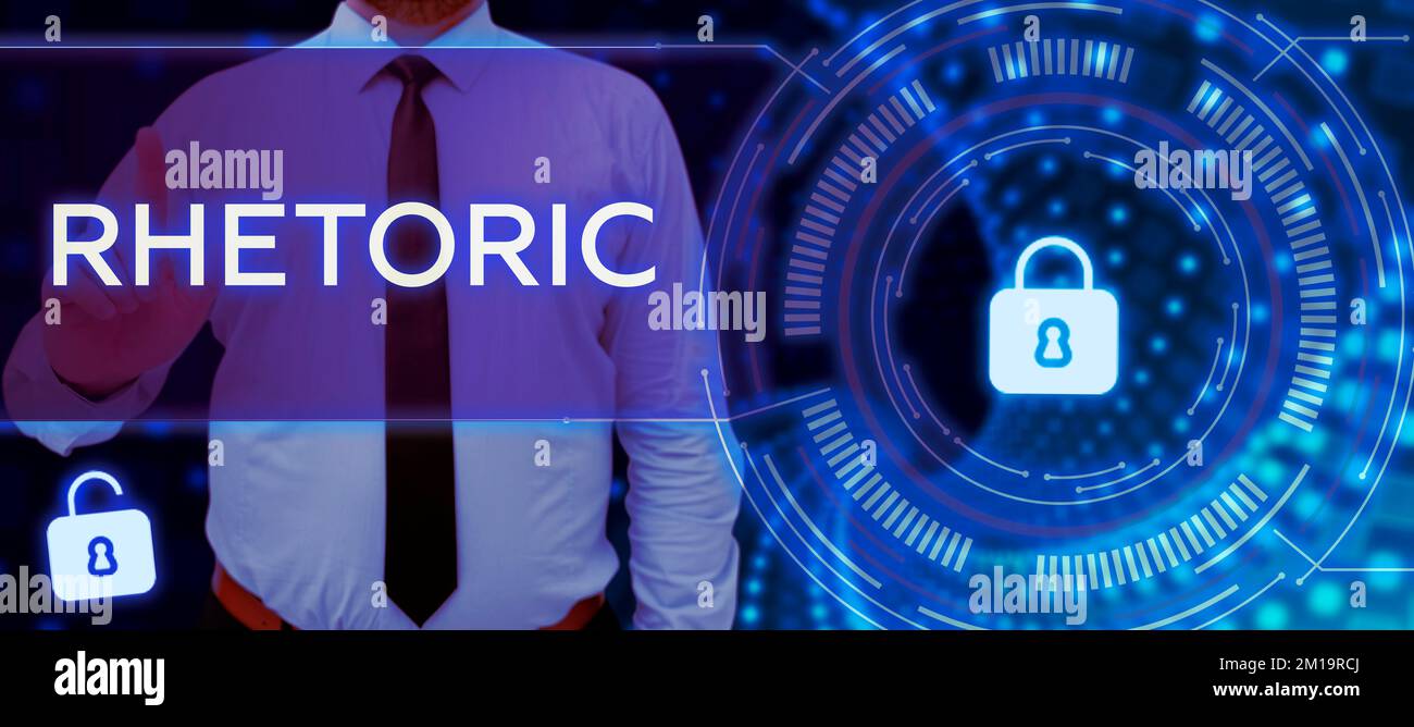 Writing displaying text Rhetoric. Concept meaning study of writing or ...