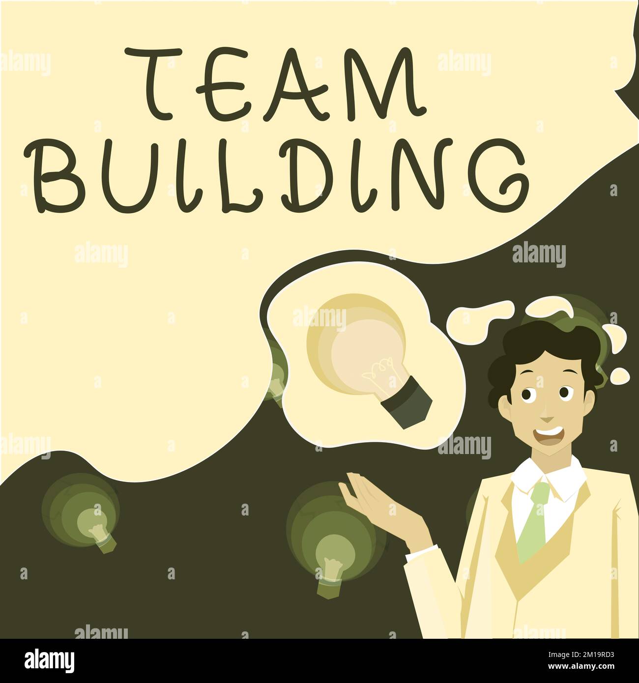 Text caption presenting Team Building. Business approach Types of ...