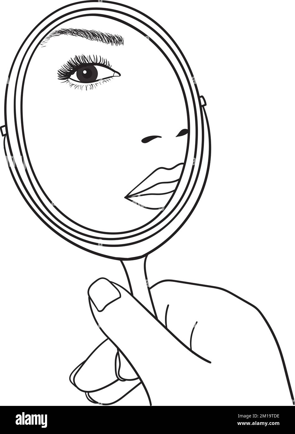 Girl in the mirror line art Stock Vector Image & Art - Alamy