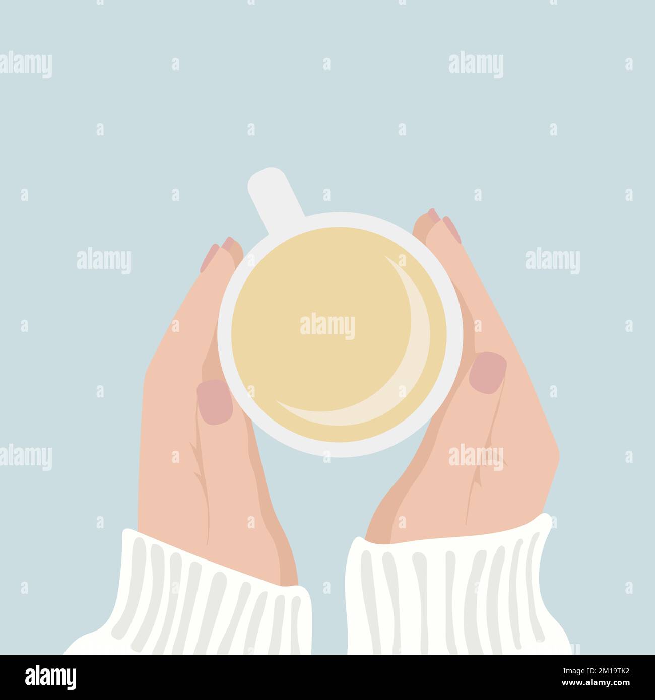Hands holding tea cup autumn vector illustration Stock Vector Image ...