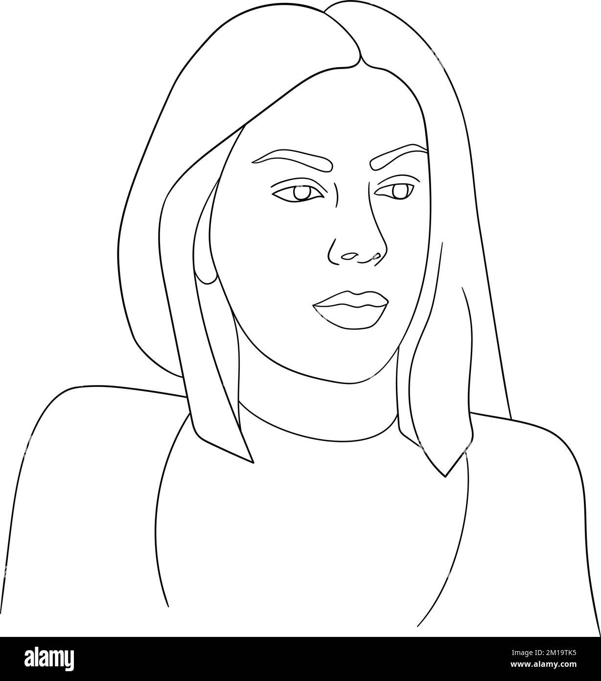 Girl vector illustration line art Stock Vector Image & Art - Alamy