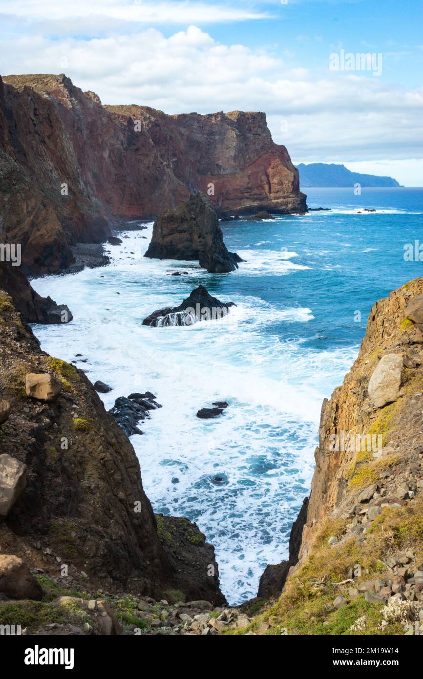 Gap In The Cliff For The Sea Stock Photo - Alamy