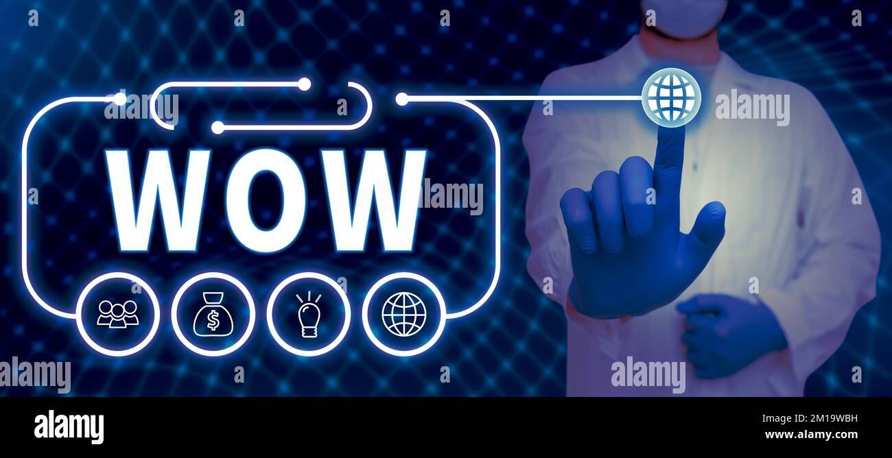 Conceptual caption Wow. Business approach Expressing astonishment and ...