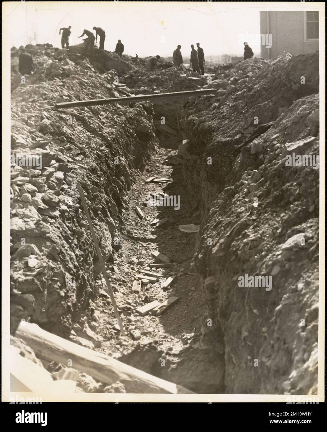 Trench showing ledge at Base Housing Project , Excavation. Photographs ...