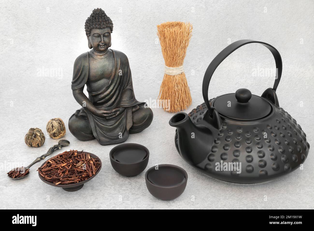 Kukicha twig herbal drink for Japanese tea ceremony with ceramic teapot ...