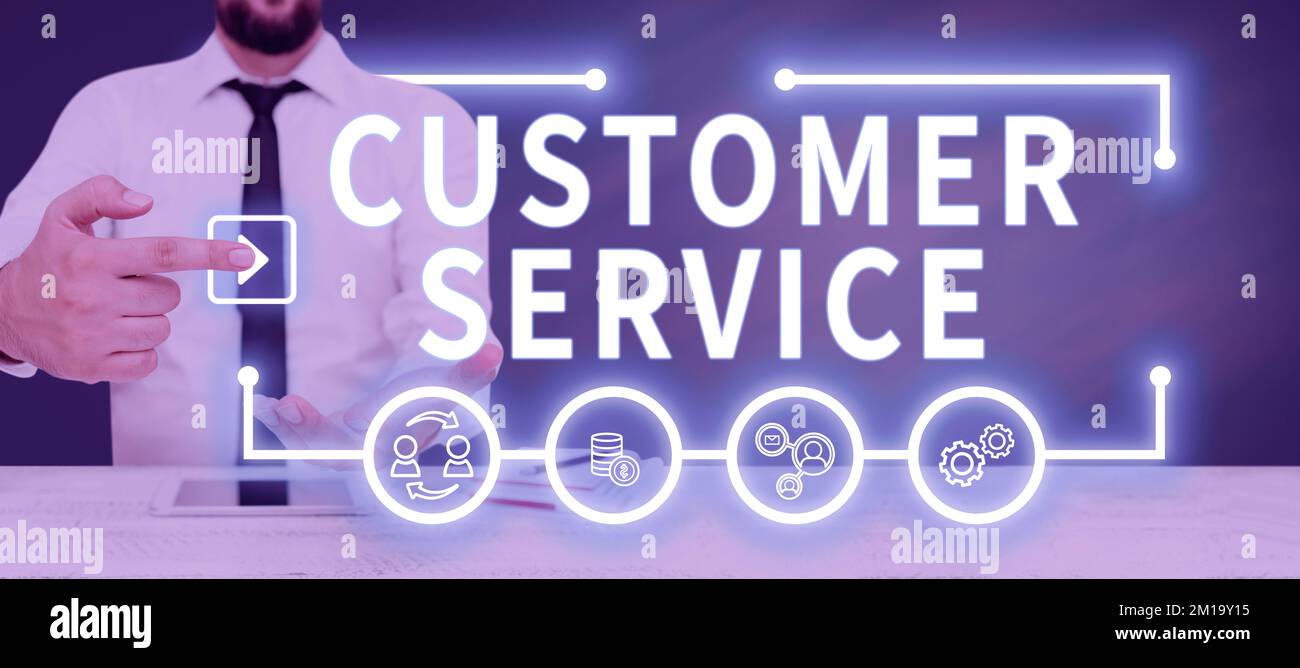 Sign displaying Customer Service. Business approach process of ensuring ...