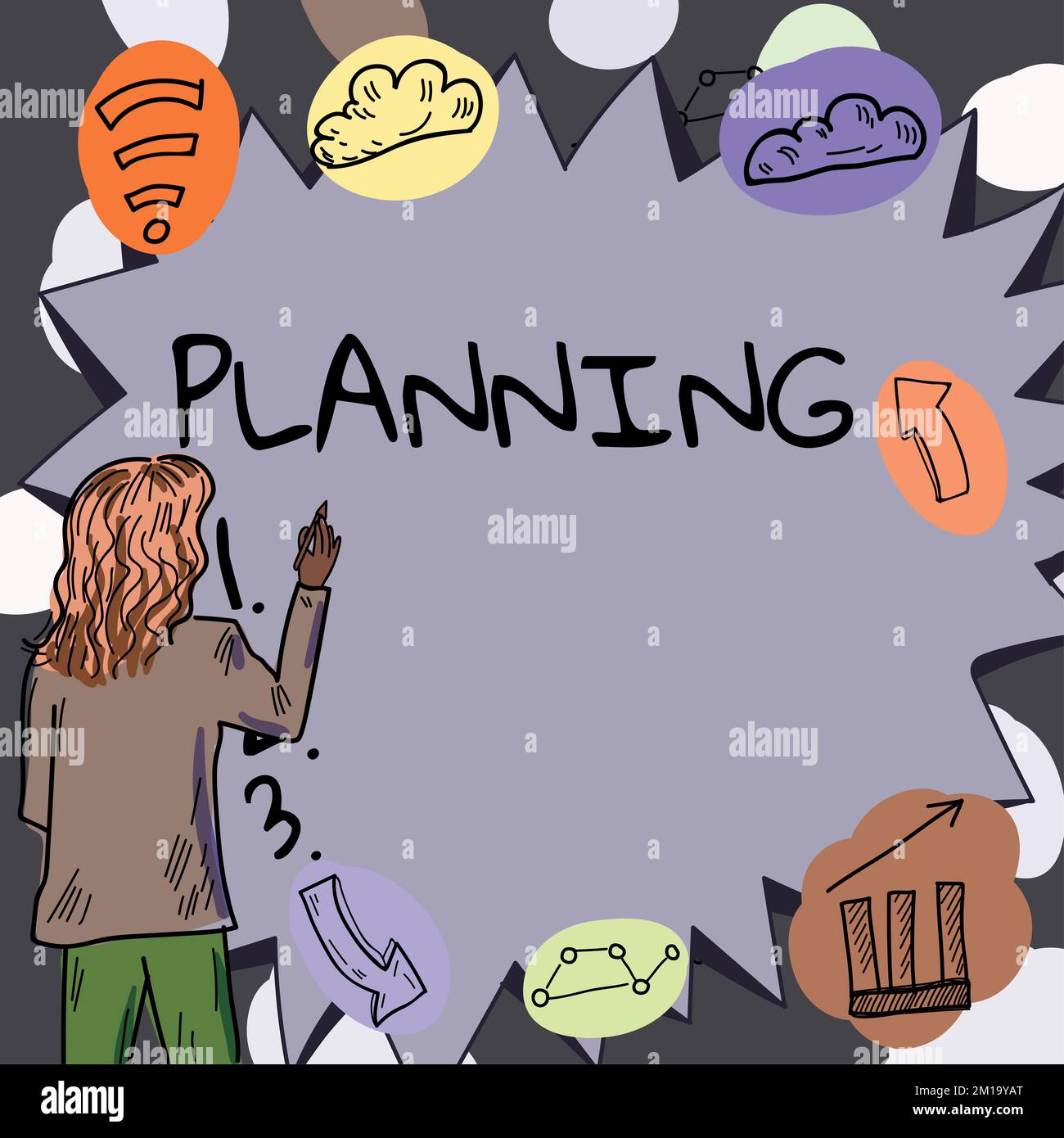 Hand writing sign Planning. Business overview process of thinking about ...