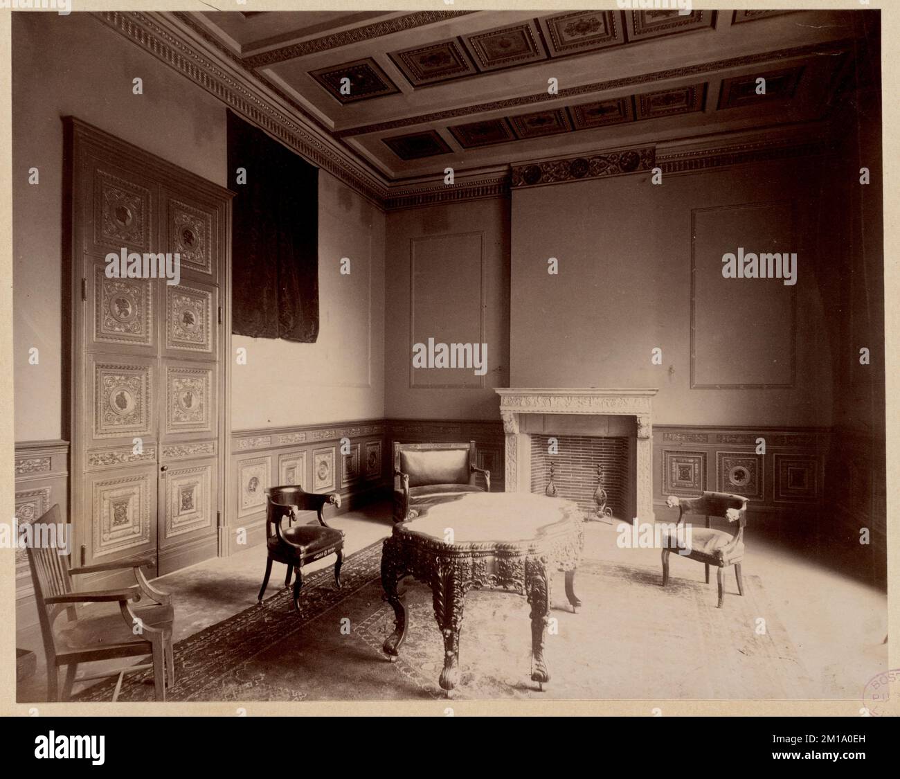 Trustees room, construction of the McKim Building , Public libraries ...