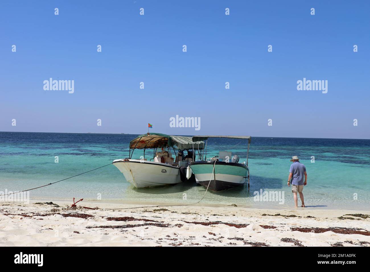Tourist at one of the remote Dahlak Islands in the Red Sea Stock Photo ...