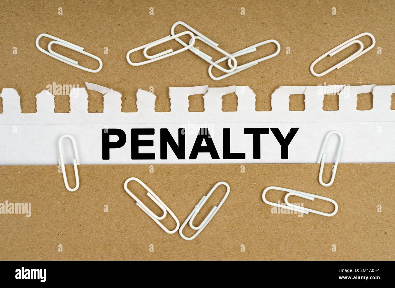 Business concept. On cardboard, white paper clips and a sheet from a ...