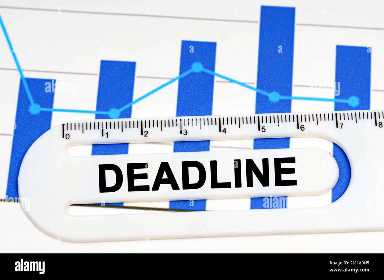 Economy concept. On the sheet with graphs there is a white ruler with ...