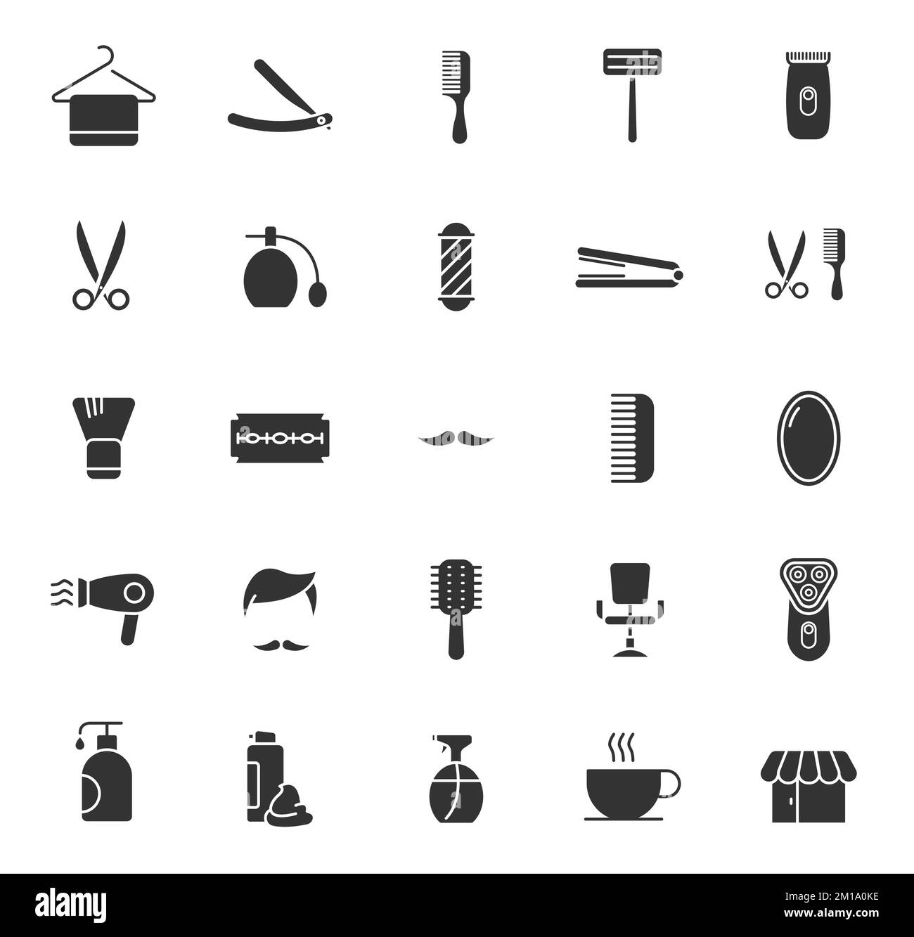 barber shop silhouette vector icons isolated on white Stock Vector ...