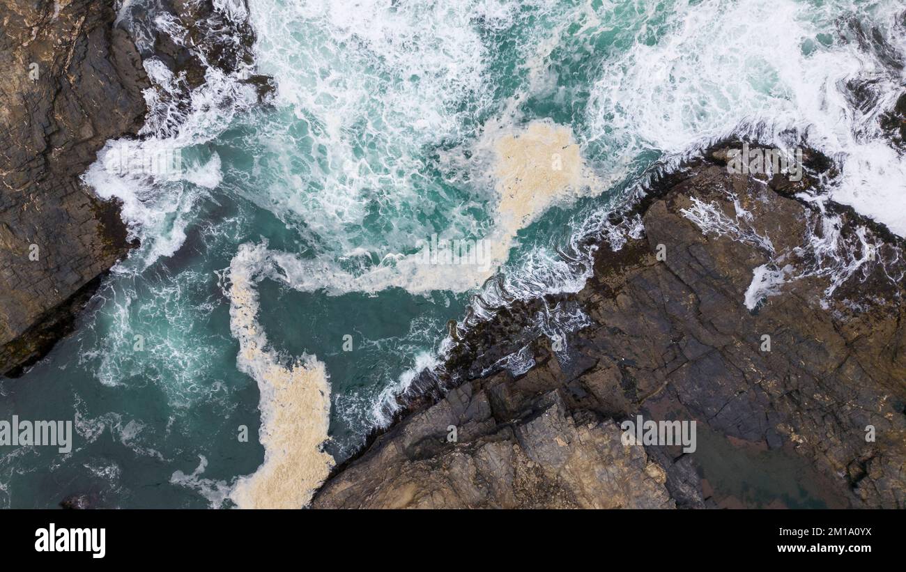 Aerial shot of the pacific ocean and coast at Pichilemu, Chile Stock ...