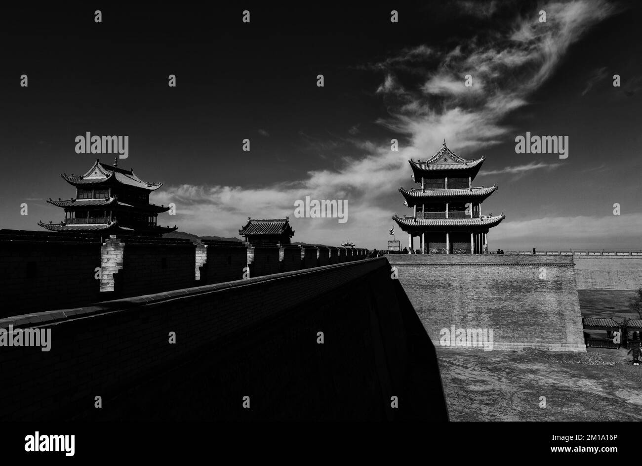 The city tower of Jiayuguan, Gansu, China under the sunlight. the ...