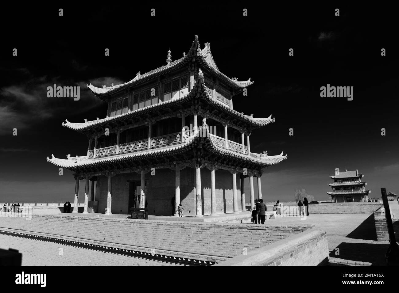 The city tower of Jiayuguan, Gansu, China under the sunlight. the ...