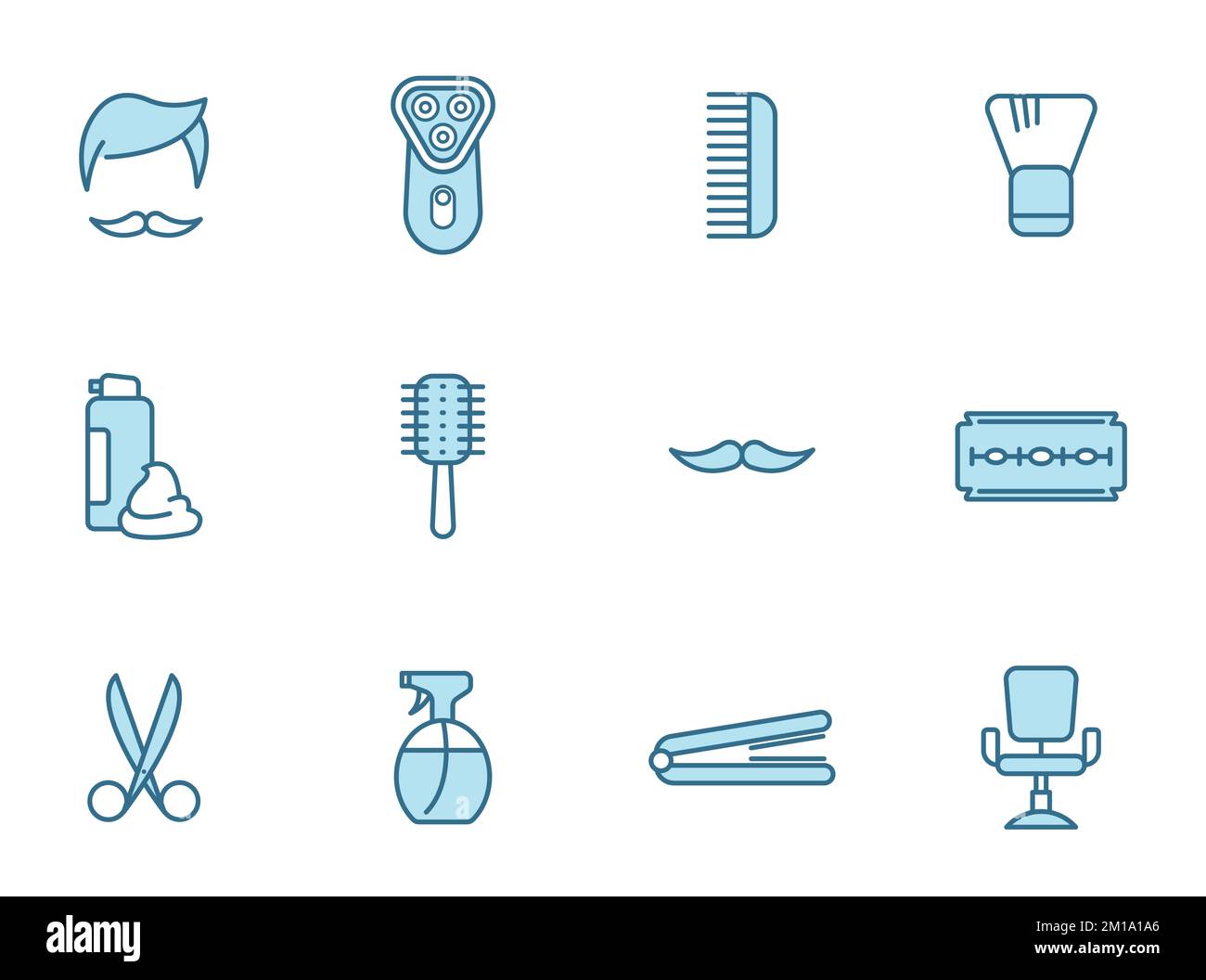 barber shop line vector icons in two colors Stock Vector Image & Art ...