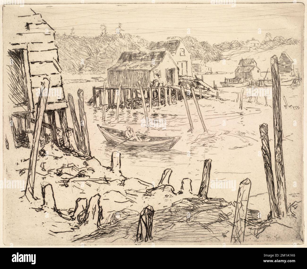 Turbot Creek III , Piers & wharves, Boats, Streams. Charles H. Woodbury ...