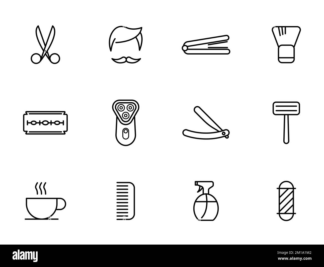 barber shop line vector icons isolated on white Stock Vector Image ...