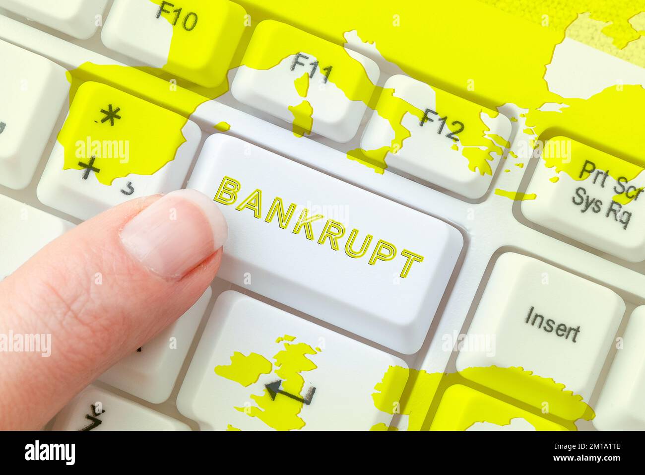Text showing inspiration Bankrupt. Business idea reduced to a state of ...
