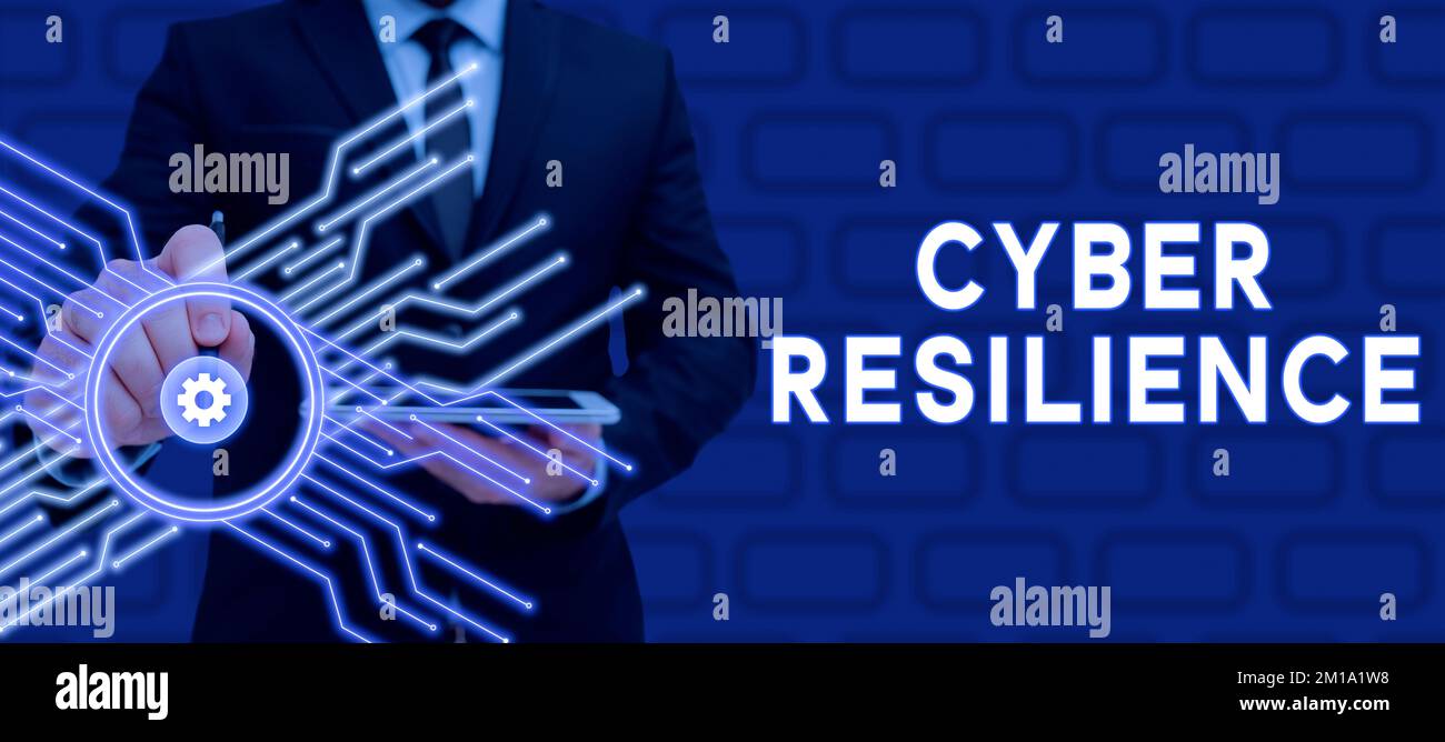 Hand writing sign Cyber Resilience. Business idea measure of how well ...