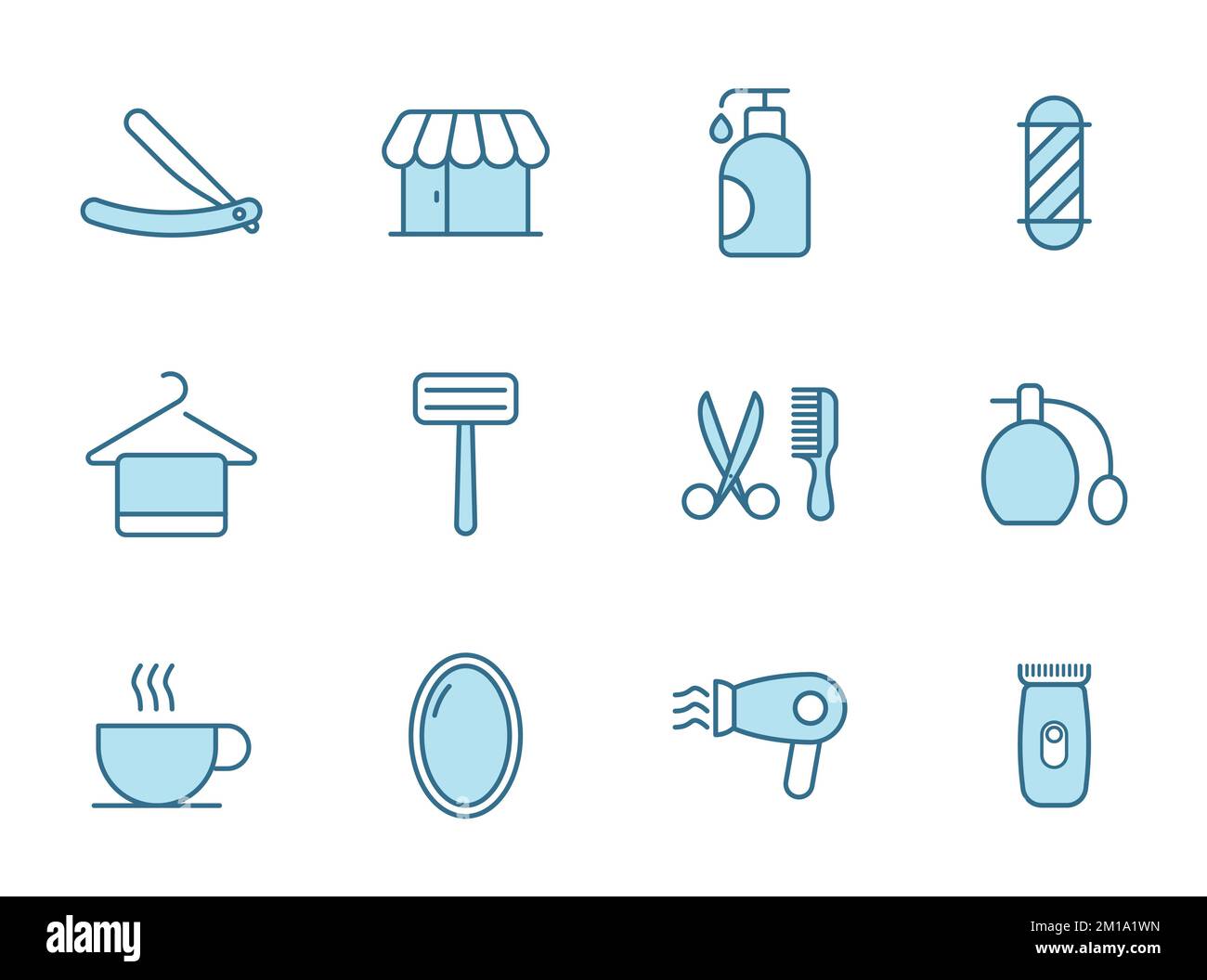 barber shop line vector icons in two colors Stock Vector Image & Art ...