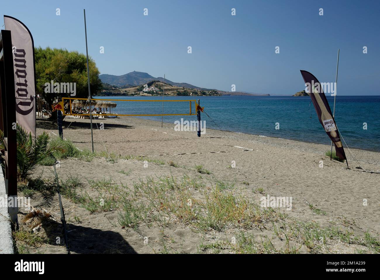 Lesbos scenes, beach volleyball pitch, on the beach at Petra ...