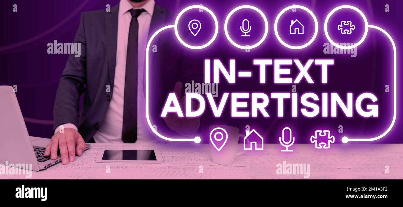 Text showing inspiration In Text Advertising. Business showcase ...