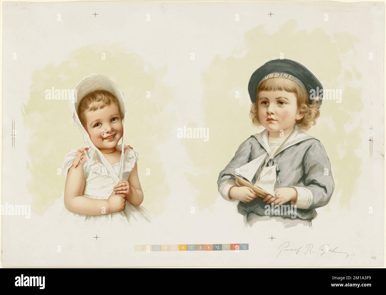 Two children , Children. Louis Prang & Company Collection Stock Photo ...