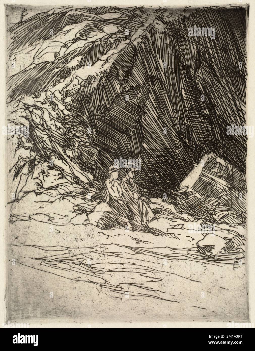 Two girls in cove , Cliffs, Sitting. Charles H. Woodbury (1864-1940 ...