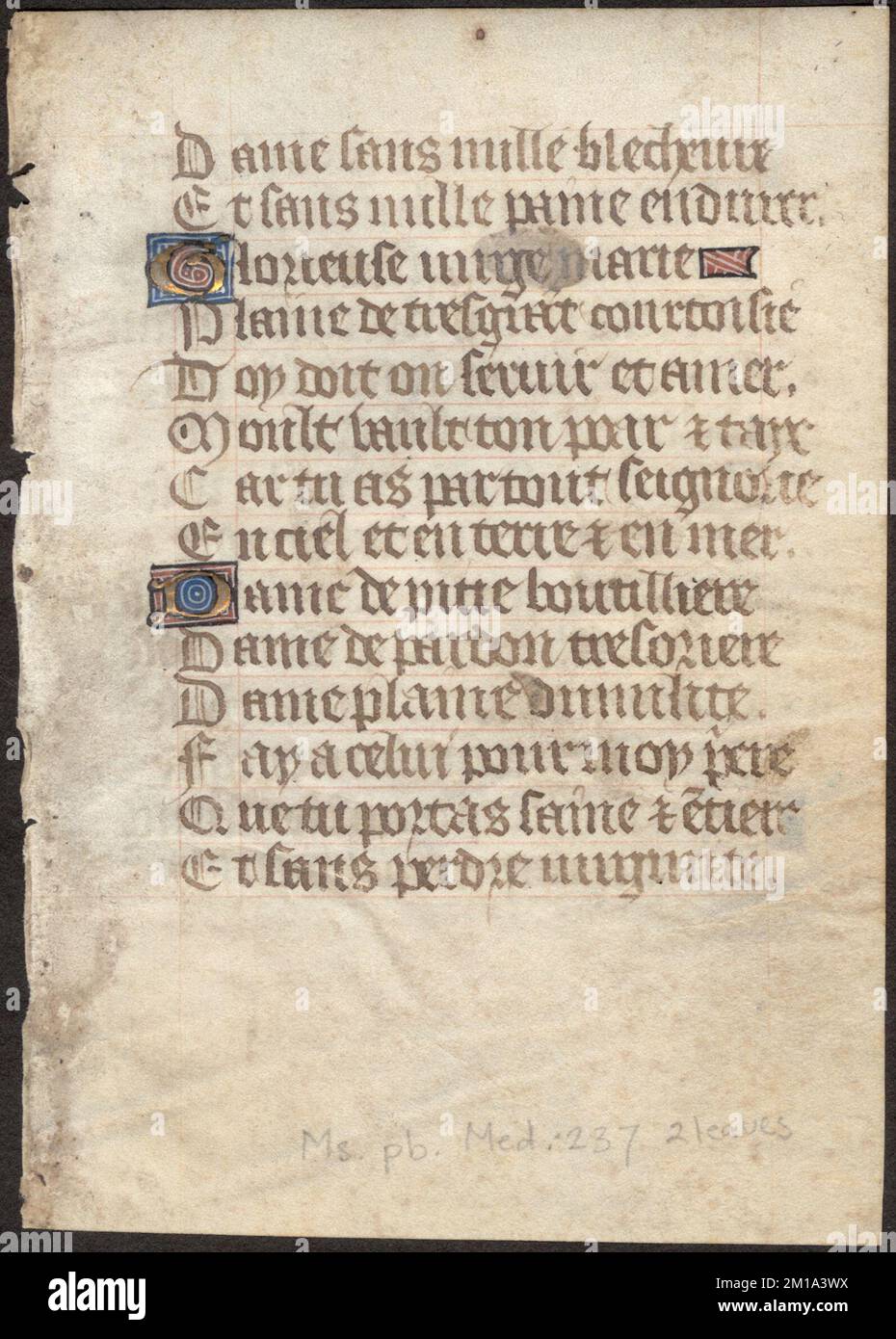 Two leaves from a 15th-century book of hours : in French and Latin ...