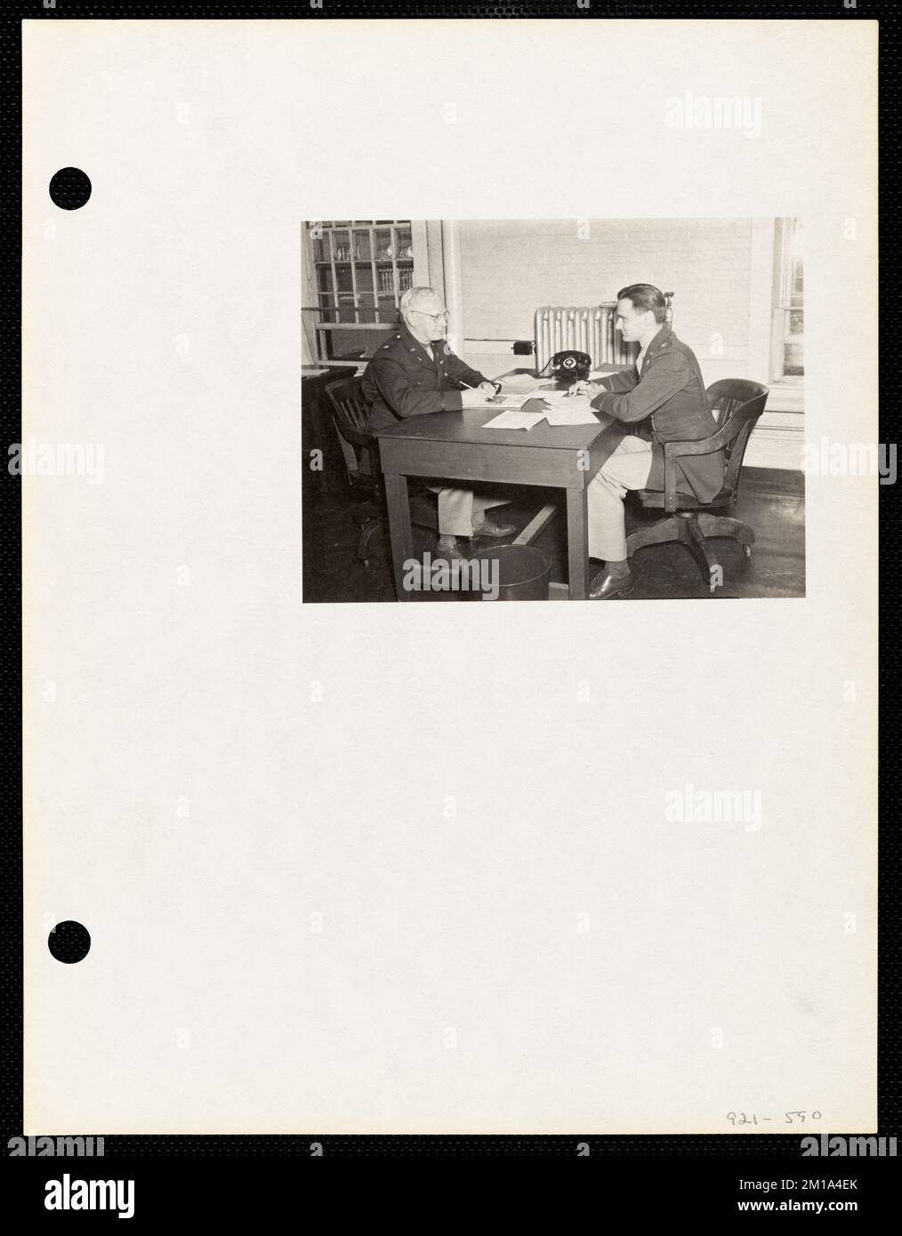Two military officers at desk , Military officers, Watertown Arsenal ...