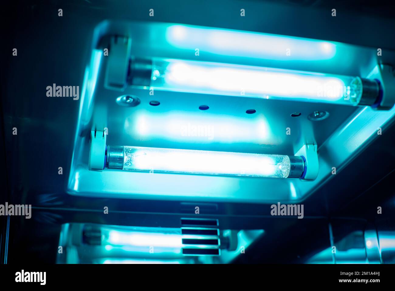 Close up the lamp of UV light sterilization. COVID-19 prevention ...