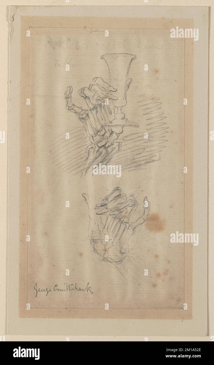 Two studies of hands , Hands, Bones Anatomy, Drinking vessels. George ...