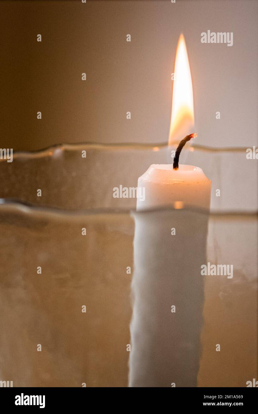 Burning candle jar flame hi-res stock photography and images - Alamy
