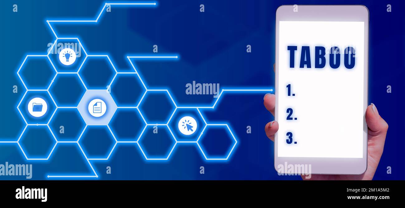Inspiration showing sign Taboo. Concept meaning a social or religious ...