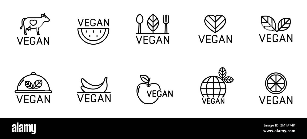 Vegan otline logo design icon set Stock Vector Image & Art - Alamy