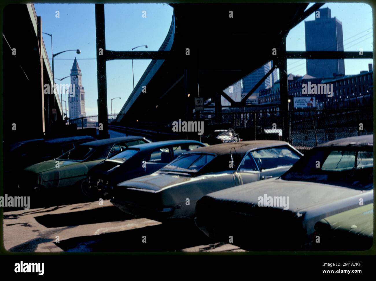 Under the 'El' parking lot toward Boston Custom House , Mass transit ...
