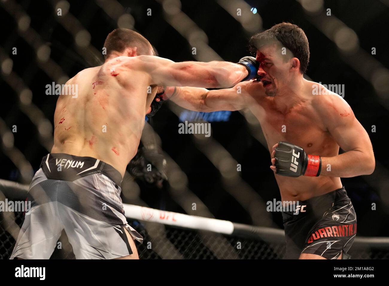 LAS VEGAS, NV - DECEMBER 10: (R-L) Billy Quarantillo punches Alexander ...