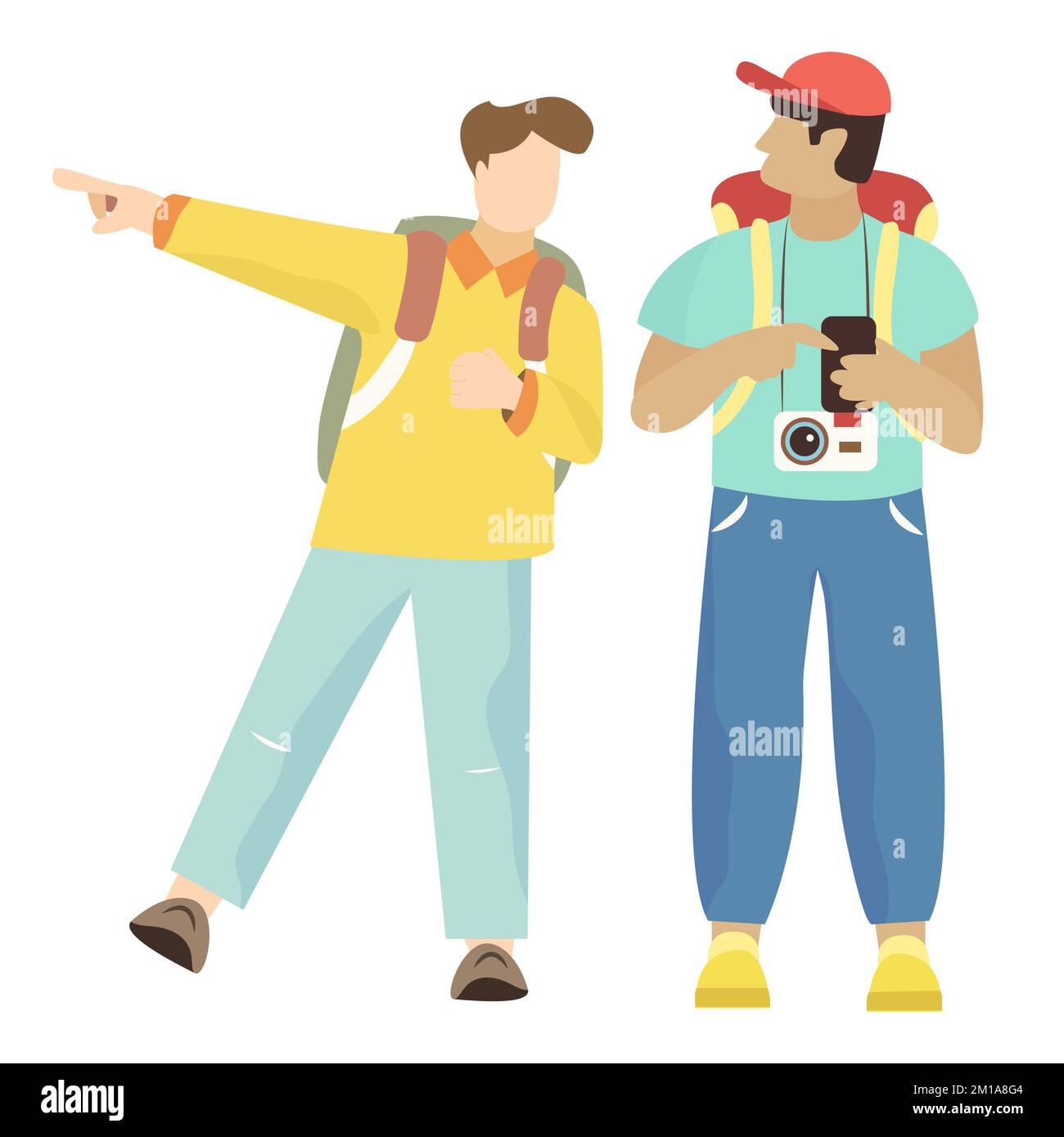 Tourist characters. Young couple family, tourists travelling with ...