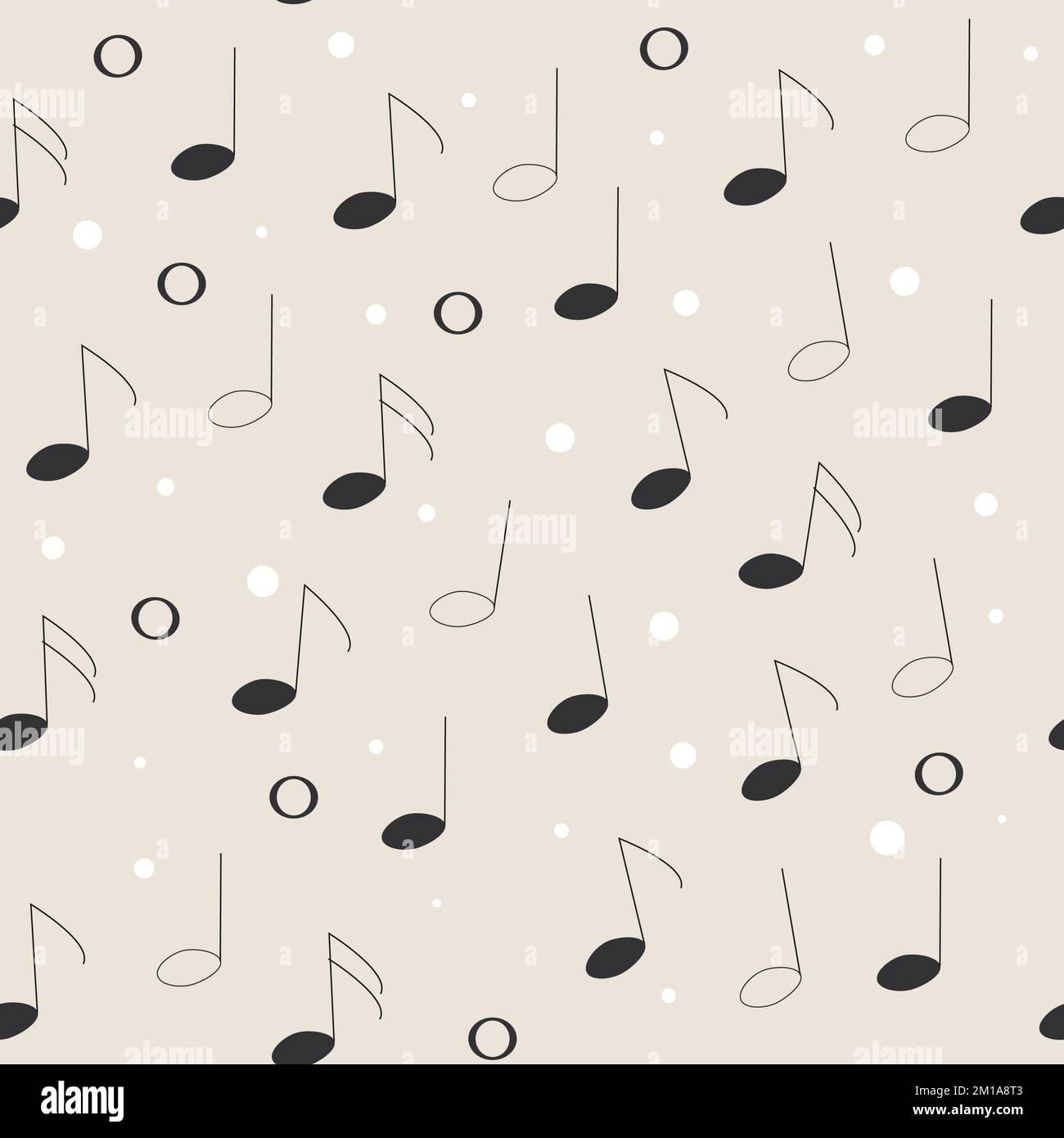 Seamless pattern with brown tiny musical notes with light background ...