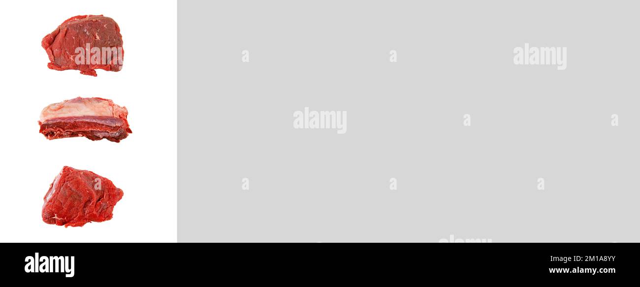 Clean very fresh red raw cow meat beef, banner mock up poster desing ...