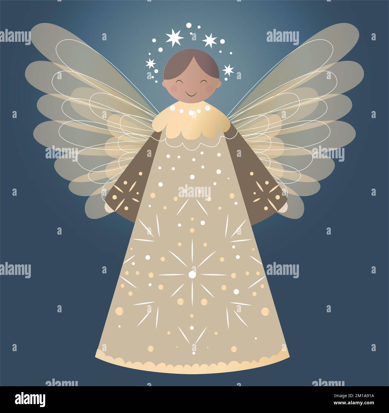 starry herald angel. Beautiful and delicate Christmas angel with wings ...